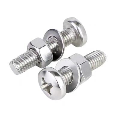 China Gelijke M2 M3 M4 SS304 SS316 Cross Recessed Countersunk Flat Head Screws en Hexagon Nut Flat Washer Set Te koop