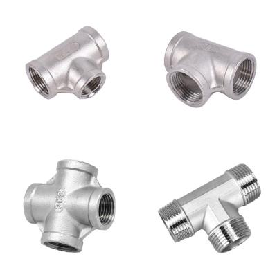 China Tubo em forma de T de aço inoxidável com fio feminino NPT de 3/4