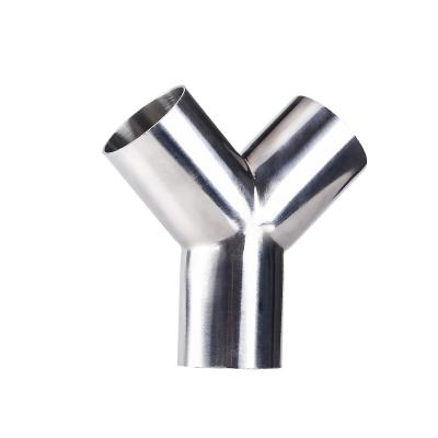 China Conector sanitário de aço inoxidável Y tipo 3 Way Tee com ligação de soldagem de tri-clamp à venda