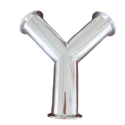 China Conector sanitário de aço inoxidável Y tipo 3 Way Tee com ligação de soldagem de tri-clamp à venda