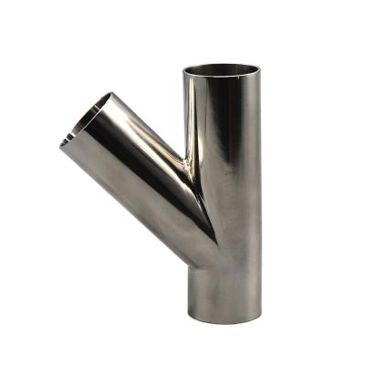 China Conector sanitário de aço inoxidável Y tipo 3 Way Tee com ligação de soldagem de tri-clamp à venda