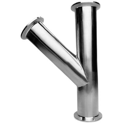 China Conector sanitário de aço inoxidável Y tipo 3 Way Tee com ligação de soldagem de tri-clamp à venda