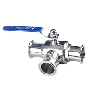 Cina Valvo a sfera tri-clamp sanitario SS304/SS316L con funzione a 3 vie e in 1/2'' 6' dimensioni in vendita