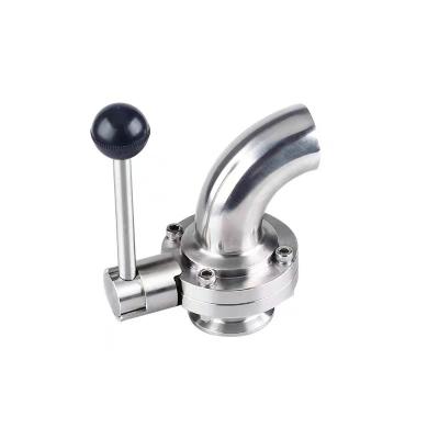Cina 304 316 In acciaio inossidabile Sanitary Side Elbow Quick Butterfly Valve con saldatura manuale in vendita