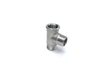 China Sanitary Stainless Steel 3 Way Male Threaded Tee Pipe Fittings with Casting SS304 for sale