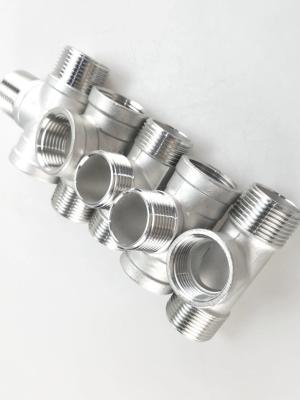 China Sanitary Stainless Steel 3 Way Male Threaded Tee Pipe Fittings with Casting SS304 for sale