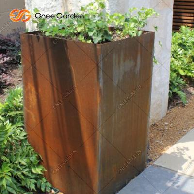 Cina I vasi da fiori d'acciaio di Corten della grande del quadrato piantatrice all'aperto del metallo hanno personalizzato in vendita