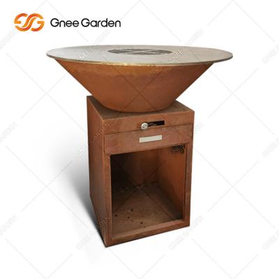 China Il barbecue d'acciaio bruciante di legno di Corten griglia per il partito all'aperto del barbecue di Brasero della ruggine for sale