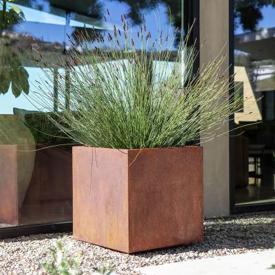 China Prova rettangolare dell'abrasione dei vasi da fiori di 1.2mm Corten della scatola d'acciaio metallica della piantatrice for sale