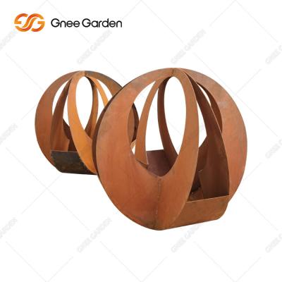 Cina Piantatrice d'acciaio di Corten del giro personalizzabile di progettazione semplice con il piattino per la decorazione domestica in vendita