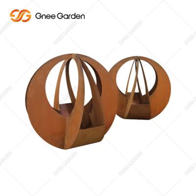 Cina Piantatrice d'acciaio di Corten del giro personalizzabile di progettazione semplice con il piattino per la decorazione domestica in vendita