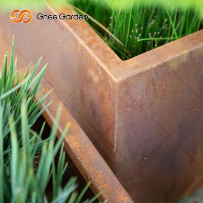 Cina Spessore rettangolare d'acciaio di Rusty Nursery Planter 2mm del metallo di vaso del fiore di Corten in vendita