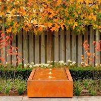 China Weather Resistant Rusted Steel Water Feature 600mm Rectangular for sale