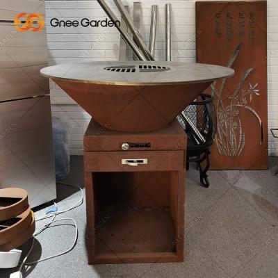 Cina Le griglie di cottura all'aperto d'acciaio di Corten della ruggine del giardino infornano i servizi di imballaggio della griglia del BARBECUE del pozzo in vendita