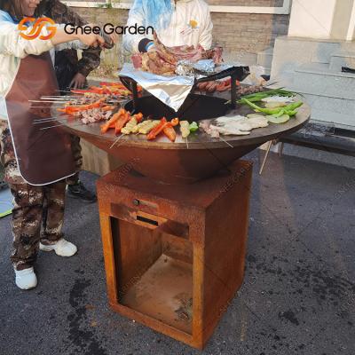 Cina BARBECUE d'acciaio all'aperto del pozzo del fuoco del giardino di Corten che cucina le griglie di cottura all'aperto del piatto in vendita