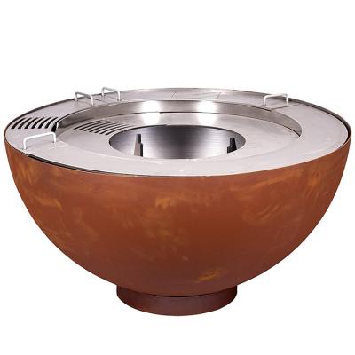 Cina BARBECUE d'acciaio all'aperto del pozzo del fuoco di 1000mm Corten con l'anello su misura della griglia in vendita