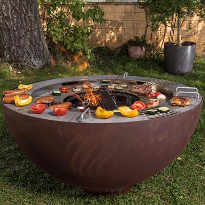 Cina BARBECUE d'acciaio all'aperto del pozzo del fuoco di 1000mm Corten con l'anello su misura della griglia in vendita