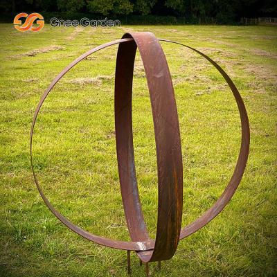 Cina Lo SGS ha certificato i paesaggi di Rusty Metal Ring Sculpture Outdoor dell'acciaio di Corten della ruggine in vendita