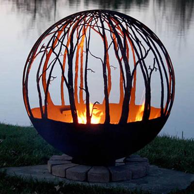 Cina Legno all'aperto che brucia il fuoco d'acciaio Pit Round Custom della sfera di Corten in vendita