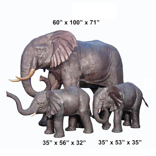 Metallo antico del grande giardino all'aperto che fonde la scultura bronzea dell'elefante