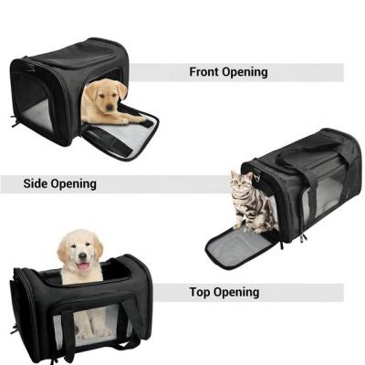 China Oxford 10.6in Dog Carrier Airline Approved 17in Foldable Travel Dog Crate for sale