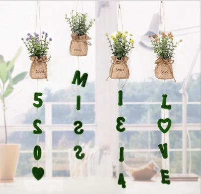 China Pendant artificial plant decor with love letter wall decoration for sale