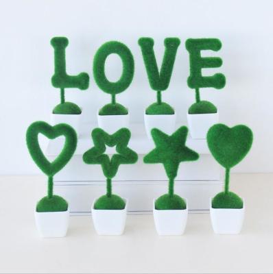 China Love decoration Green artificial plant letter decor love/heart/star design table decor for sale