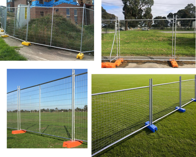 Construction security steel temporary fencing poles concrete fencing