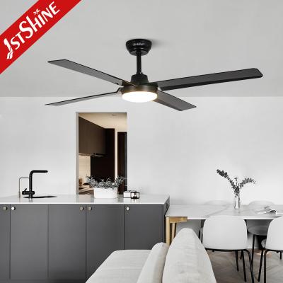 Cina Fan di soffitto a motore silenzioso da 52 pollici a LED a controllo remoto nero per il soggiorno / sala da pranzo in vendita
