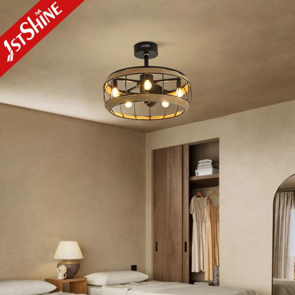 20 Inches Farmhouse Caged Bladeless Ceiling Fan With Light