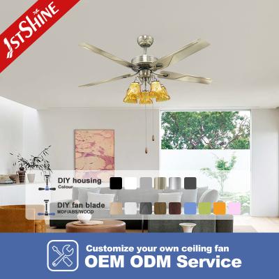 Cina Supporto Dimmer 52 pollici di acciaio inossidabile di illuminazione ventilatore di soffitto con motore a corrente alternata rame puro in vendita