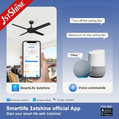 Cina 4 lame Motore a corrente alternata 61W Ventilatore di soffitto in metallo nero 3 velocità telecomando in vendita