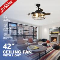 Quality 42 Inches Farmhouse Retractable Ceiling Fan Light Invisible Blade for sale