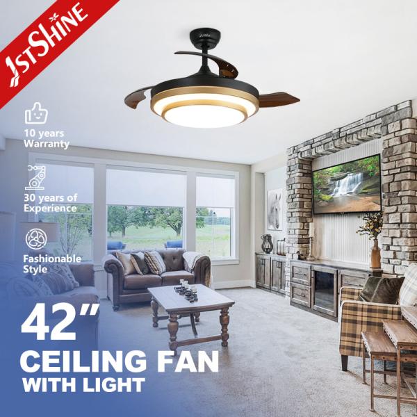 Quality 42'' Retractable Ceiling Fan With Dimmable LED Light Amd DC Motor for sale