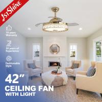 Quality Retractable Ceiling Fan With Rgb Light Music Player Dc Motor 6 Speed Remote for sale