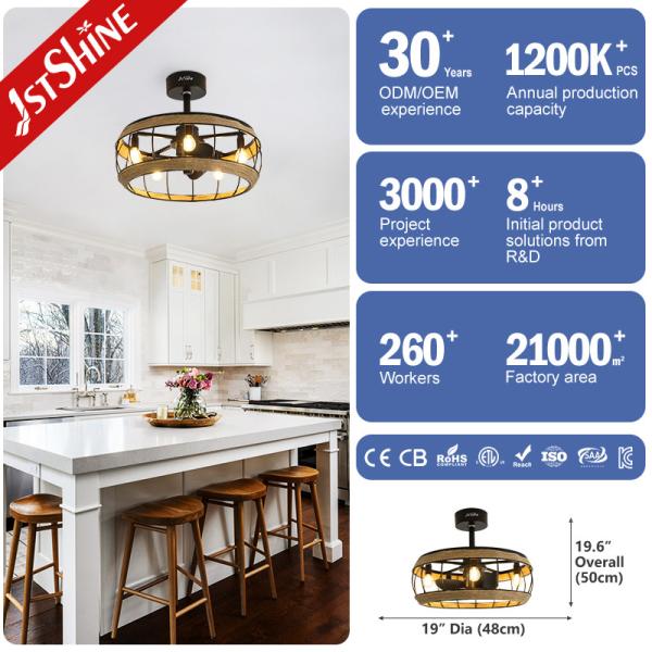 1stshine Ceiling Fan with Light Cooling Air Light and Southeast Asian Style Hand Woven
