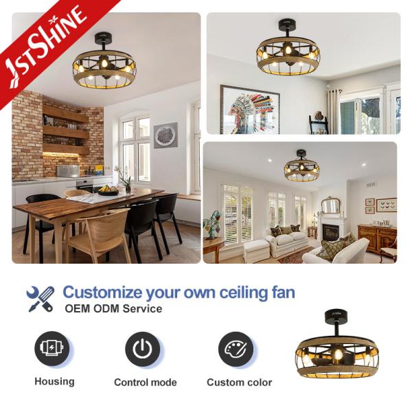 1stshine Ceiling Fan with Light Cooling Air Light and Southeast Asian Style Hand Woven