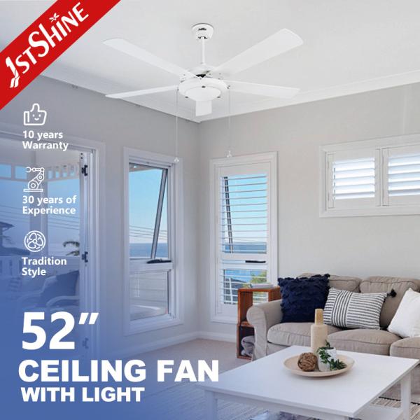 Quality Plywood Modern LED Ceiling Fan With 5 Blades Frosted Glass Light for sale