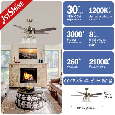 China Remote Control 52 Inch Decorative Farmhouse Ceiling Fan With 5 Lights for sale