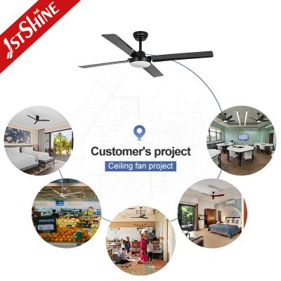 Cina Fan di soffitto a motore silenzioso da 52 pollici a LED a controllo remoto nero per il soggiorno / sala da pranzo in vendita