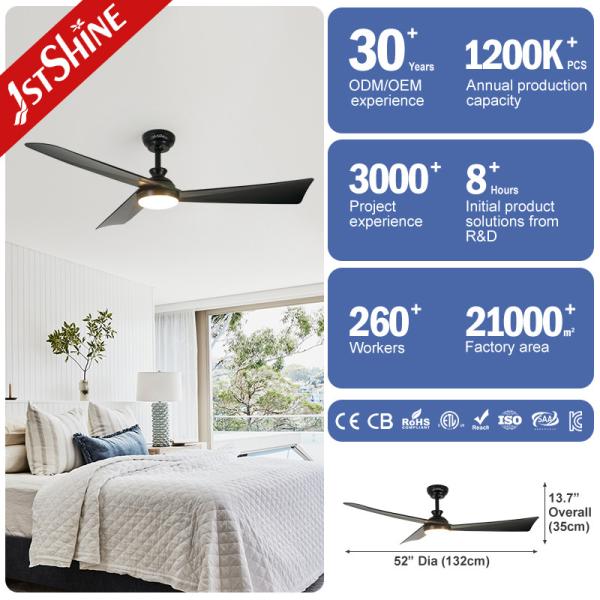 Quality 52 Inch Dimmable LED Light Ceiling Fan With Lights Remote Control 6 Speed for sale
