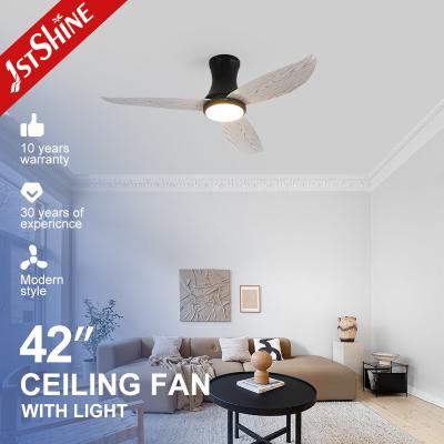 China 42 Inch/OEM 3 Color Dimmable Ceiling Fan with Plastic Wood Grain Design and Low Ceiling for sale