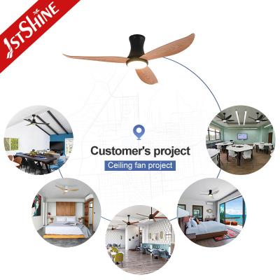China DC Motor LED Ceiling Fan with Remote Control and Low Profile Design 3 ABS Plastic Blades for sale