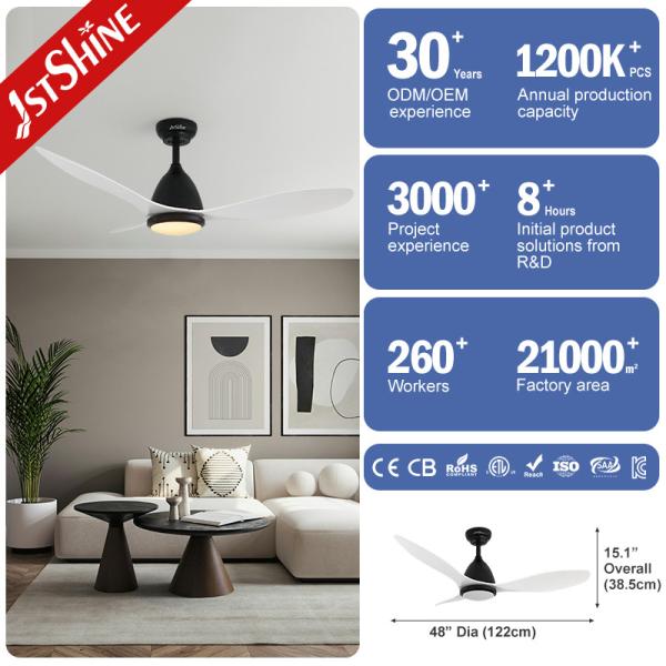Quality Noiseless 110V 240V Dimmable LED Ceiling Fan With 3 Colors Change Light for sale