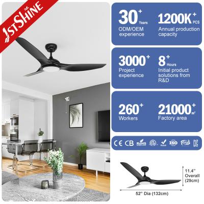 China Ventilador de techo LED moderno de 52 pulgadas / OEM con iluminación de 3 colores y control remoto en venta