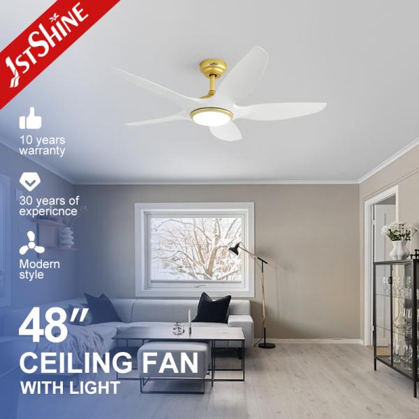Quality 5 Plastic Blade Ceiling Fan With Dimmable Led Light White Black DC Motor low noise for sale