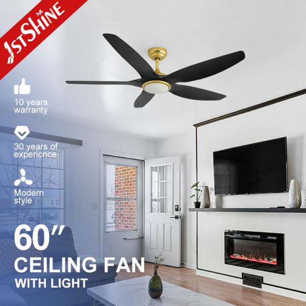 Quality Luxury Villa Black Gold Ceiling Fan With LED light 230v 6 Speed for sale