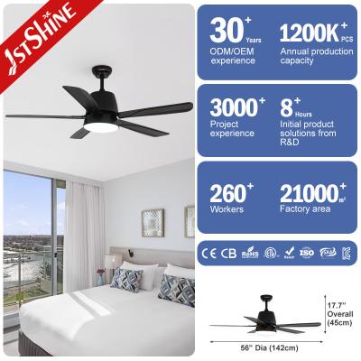 China Ventilador de techo LED de 5 palas ABS con control remoto de luz y control de pared en venta