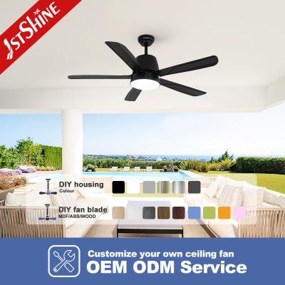 China Ventilador de techo LED de 5 palas ABS con control remoto de luz y control de pared en venta