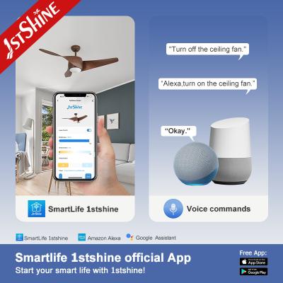 China 52 polegadas poupança de energia baixa potência 6 velocidade escolha de controle de plástico APP Smart ventilador de teto com luz à venda